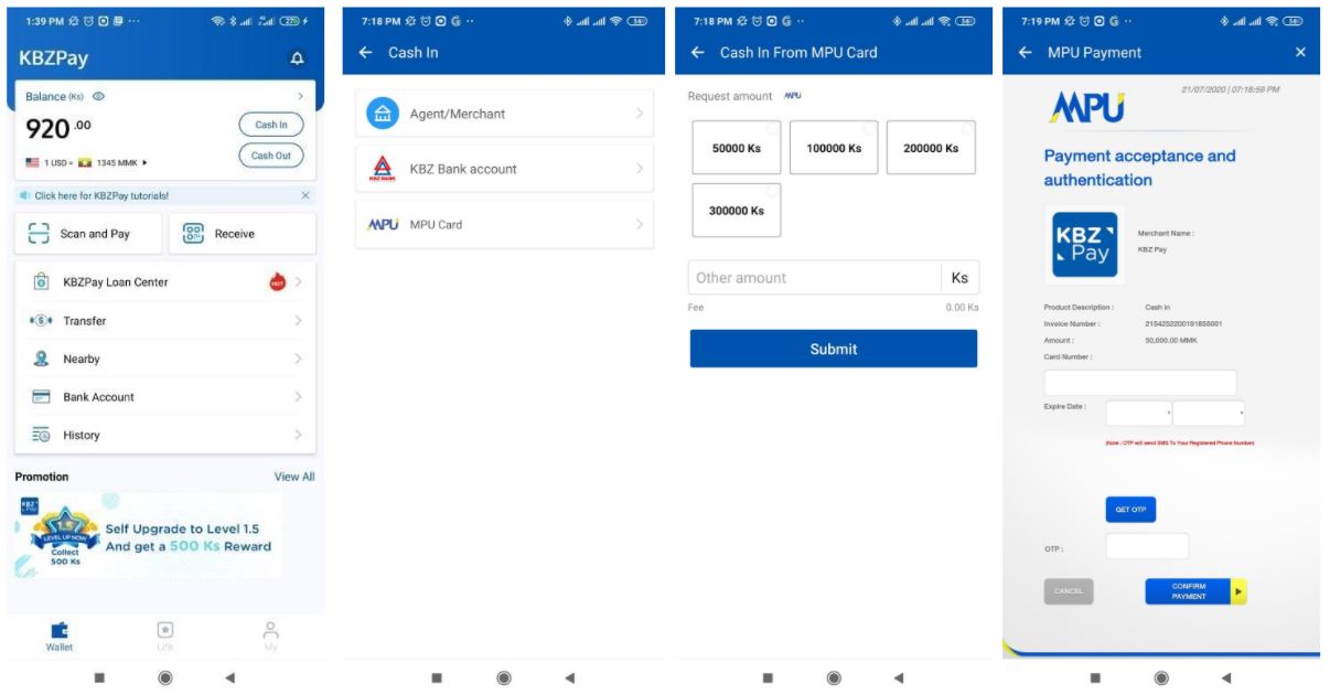 KBZPay ၏ MPU Cash-In လုပ်ဆောင်ချက်ဖြင့် MPU ကတ်ကိုင်ဆောင်ထားသူများ ...